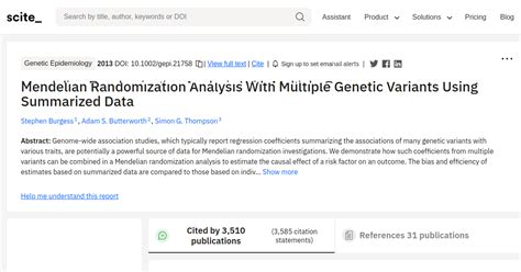 Mendelian Randomization Analysis With Multiple Genetic Variants Using Summarized Data