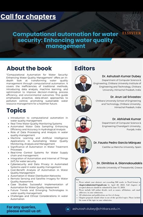 Dr Arun Lal Srivastav On Linkedin Call For Book Chapters In Elsevier Book Dr Ashutosh