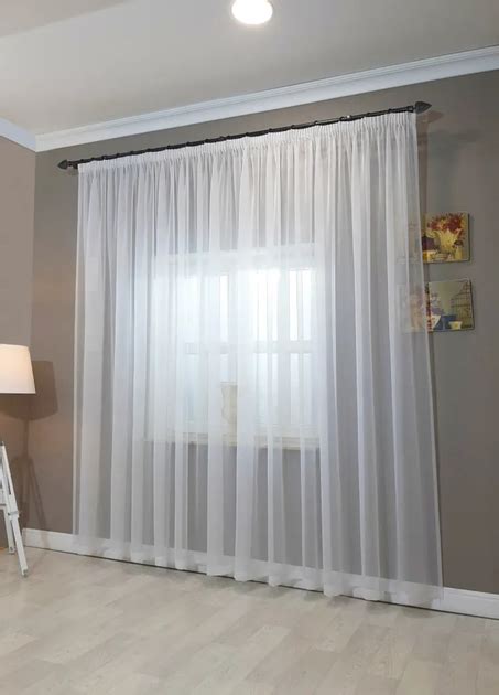 Тюль пошитий однотонний шифон на тасьмі 200х260 см білий купити