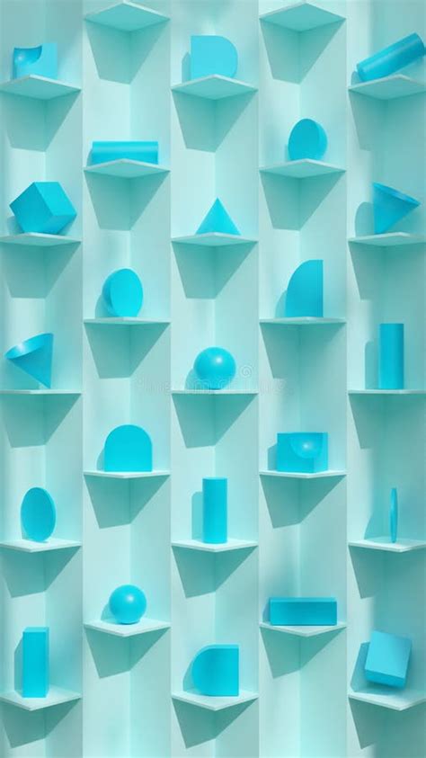 Blue Light Geomatric Shape Aesthetic Space Realistic 3d Illustration