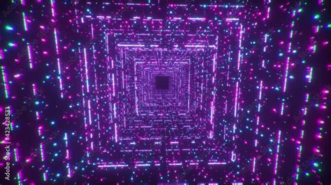 Digital Technology Tunnel 3d Big Data Digital Square Corridor With