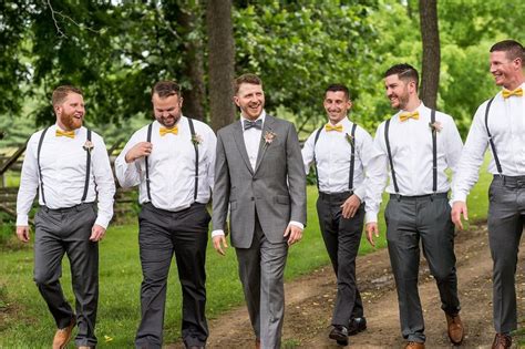 Groomsmen Suspenders And Yellow Bow Ties Groomsmen Suspenders
