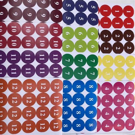 Color Month Number Sticker November December Number Classification Label Sticker 20mm Round