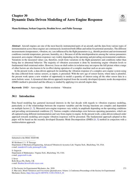 Pdf Dynamic Data Driven Modeling Of Aero Engine Response