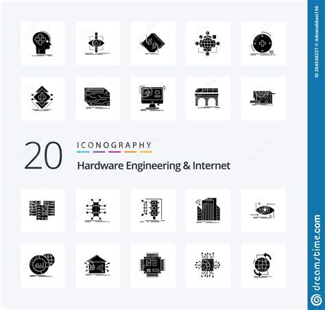 20 Hardware Engineering And Internet Solid Glyph Icon Pack Like Sensor Buildings Network Traffic