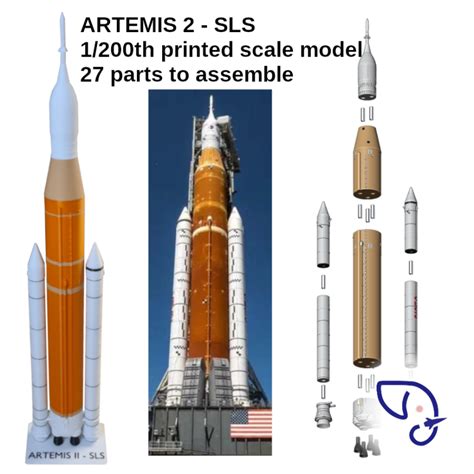 3d Printed Artemis 2 1200 Th Scale Model Of Sls Launcher