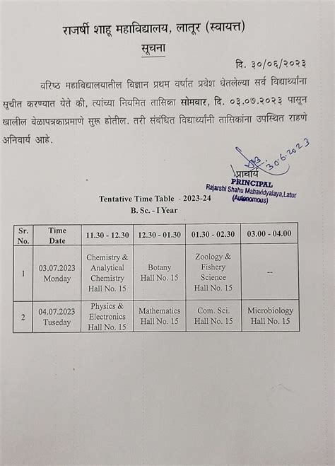 Notices And Timetable