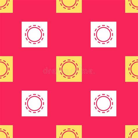 Yellow Condom In Package Safe Sex Icon Isolated Seamless Pattern On Red
