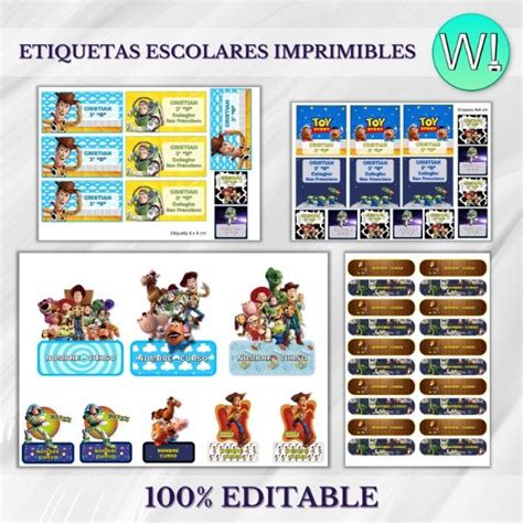 Kit Imprimible Etiquetas Escolares Toy Story Editables Wook Imprimibles