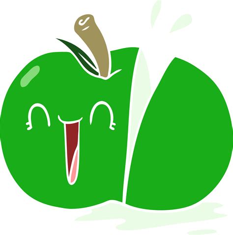 Happy Flat Color Style Cartoon Sliced Apple 12166879 Vector Art At Vecteezy