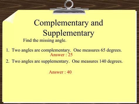 1 5 Complementary And Supplementary Angles Ppt
