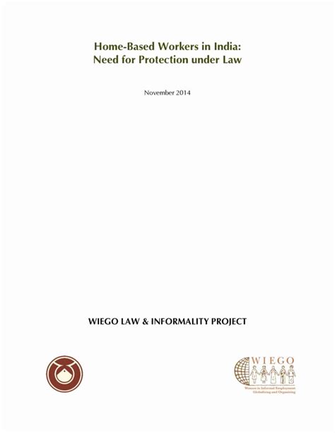 Home-Based Workers in India: Need for Protection under Law - WIEGO