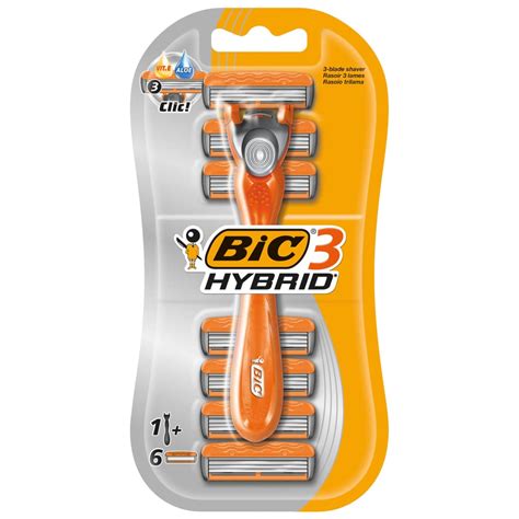 Bic 3 Hybrid Mens Razor Kit 1 Handle And 6 Blades Shaving Bandm