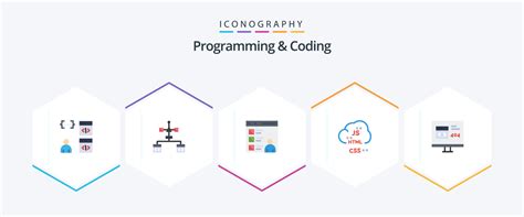 Programación Y Codificación De 25 Paquetes De Iconos Planos Que