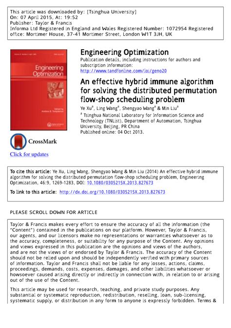 Pdf An Effective Hybrid Immune Algorithm For Solving The Distributed