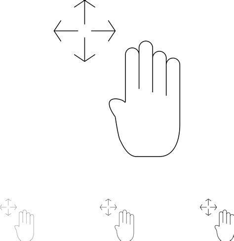 Hand Hand Cursor Up Hold Bold And Thin Black Line Icon Set Vector Art At Vecteezy