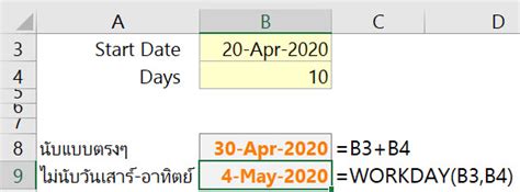 สูตร Excel อีก 10 วันคือวันที่เท่าไร [workday Vs Workday Intl] วิศวกรรีพอร์ต