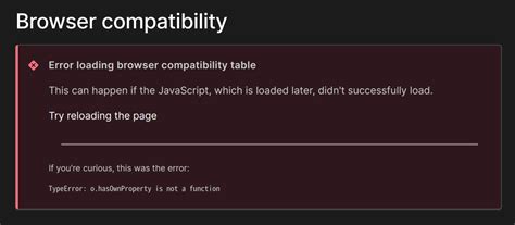 Failed To Load Browser Compatibility Table · Issue 7466 · Mdnyari