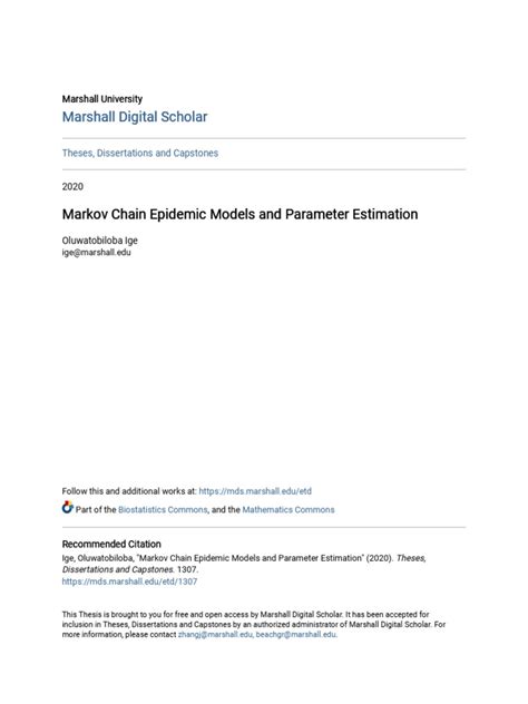 markov chain epidemic models and parameter estimation pdf markov