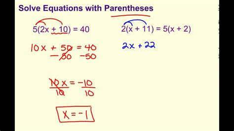 Solving Equations In Parentheses