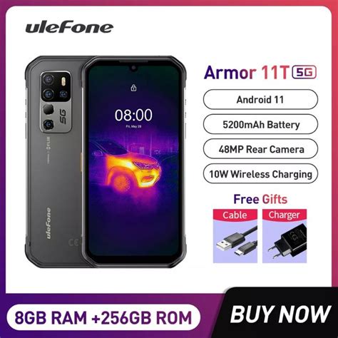 Ulefone Armor 11T 5G แรม 8 รอม 256 GB แบตเตอร 5200 MAh หนาจอ 6 1 นว กนนำ กนฝน กลอง