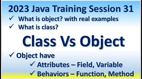 2023 Java Training Session 31 What Is Object With Real Examples
