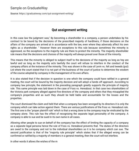 Qut Assignment Writing 2125 Words Free Essay Example On Graduateway