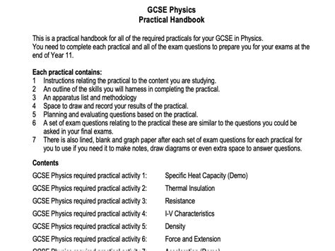 AQA Physics Required Practical Handbook Exam Questions Teaching