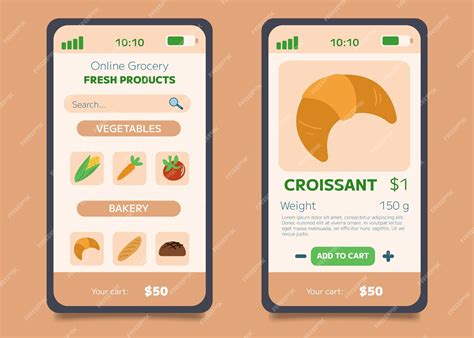 Free Vector Online Grocery Store App Template