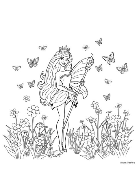バービー妖精の無料塗り絵