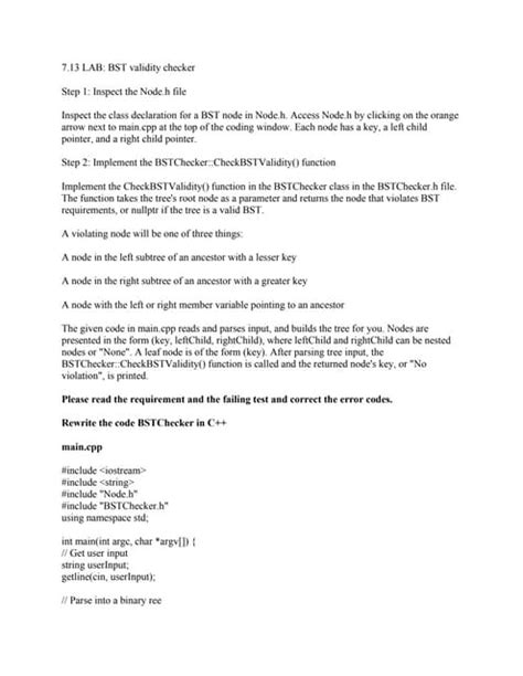 7 13 lab bst validity checker step 1 inspect the node h file inspect pdf