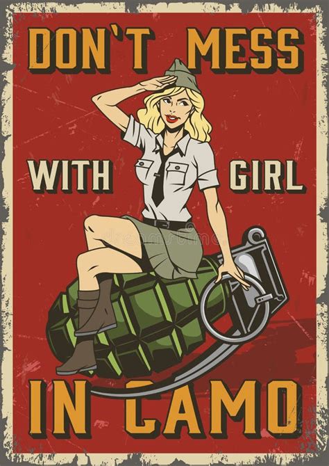 Vector Retro Military Pin Up Stock Vector Illustration Of Circle