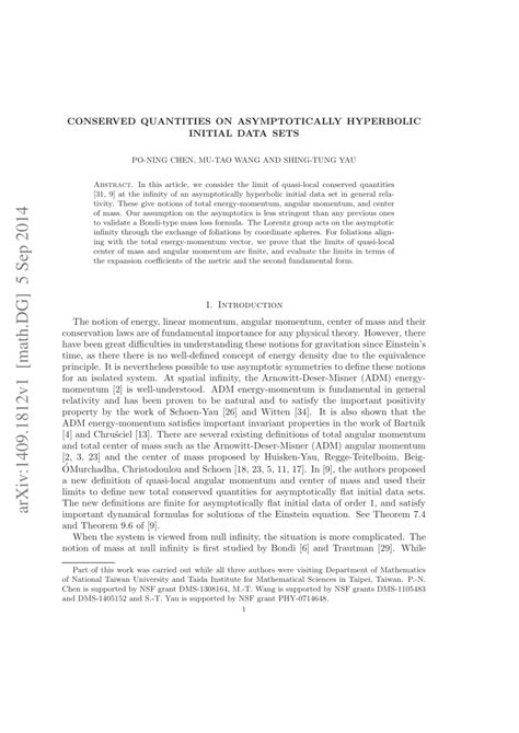 pdf conserved quantities on asymptotically hyperbolic initial data sets