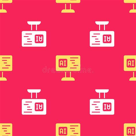 Yellow Software Web Developer Programming Code Icon Isolated Seamless Pattern On Red Background