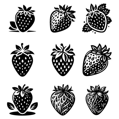 Premium Vector Different Strawberries Icon Set Vector Line Art
