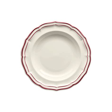 Set Of 4 Rim Soup Plates Filet Burgundy FaÏencerie De Gien