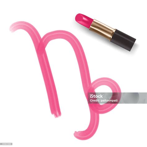 염소 자리 조디악 서명 작성 립스틱 핑크 컬러 일러스트 레이 션 스타 별자리 컨셉 디자인 복사 공간 흰색 배경에 고립 0명에 대한 스톡 벡터 아트 및 기타 이미지 Istock