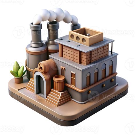 factory building in a detailed three dimensional model of industrial