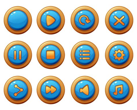 Menu Button Vector Game Template Gui Kit Button Interface For Build