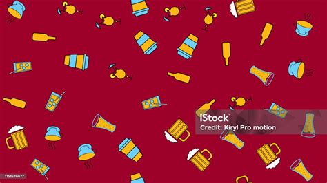 Raivy의 세트에서 질감 완벽 한 패턴 좋은 맛 상쾌한 알코올 음료 칵테일 위스키 맥주 커피 차에 얼음 빨간색 배경 벡터 일러스트 0명에 대한 스톡 벡터 아트 및 기타