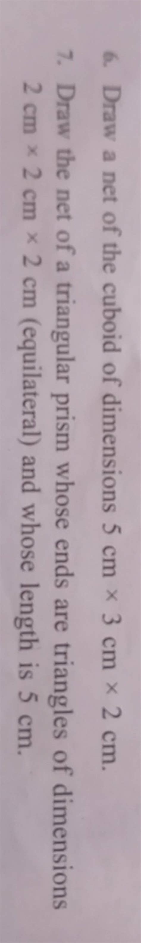 Draw A Net Of The Cuboid Of Dimensions Cm Cm Cm Draw The Net
