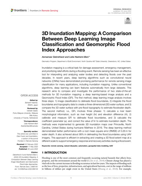 Pdf 3d Inundation Mapping A Comparison Between Deep Learning Image