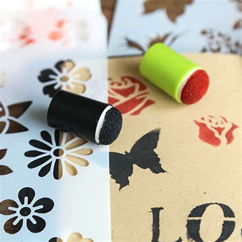 스폰지 그림 손가락 스텐실 꽃 여름 낙서 스폰지 스타일 공예 Diy 템플릿 겨울 스텐실 템플릿 스탬프 어린이 공급 제도