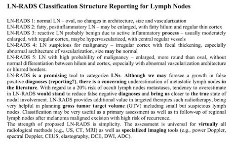 Lymph Node Reporting And Data System Ln Rads Lymph Node Reporting
