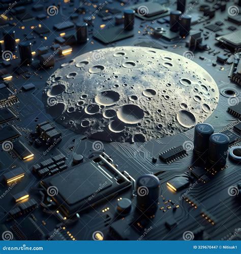 Graphic Of 3d Model Of Advanced Scientific Data On The Lunar Surface Stock Illustration