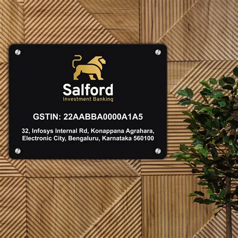 Custom Black Acrylic Rectangular Business Logo Gst Signs Uv Printed