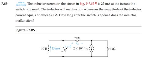 Solved Multisim Pspice The Inductor Current In The Circuit