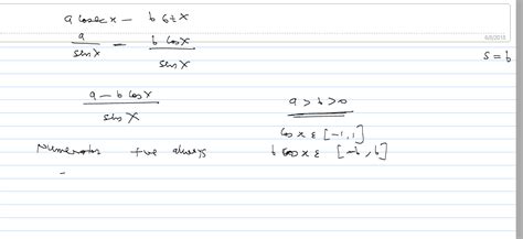 If A B 0 Then Minimum Value Of A Cosec X B Cot X Is Askiitians