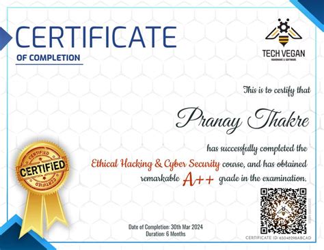 completed ethical hacking and cybersecurity course pranay thakre posted on the topic linkedin