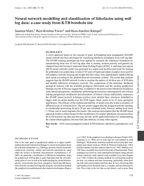 pdf neural network modelling and classification of lithofacies using